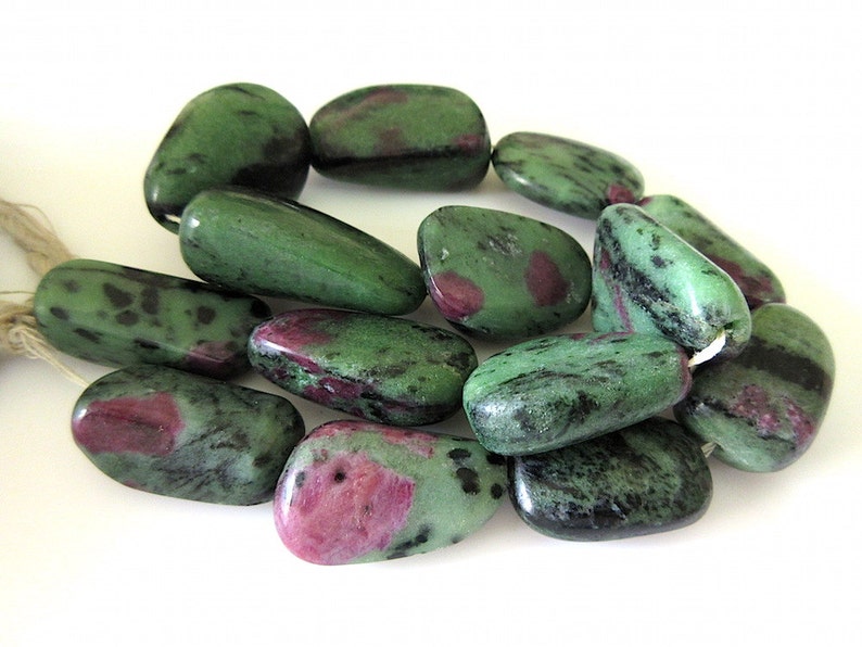 Ruby Zoisite Smooth Tumbles Beads Natural Ruby Zoisite - Etsy