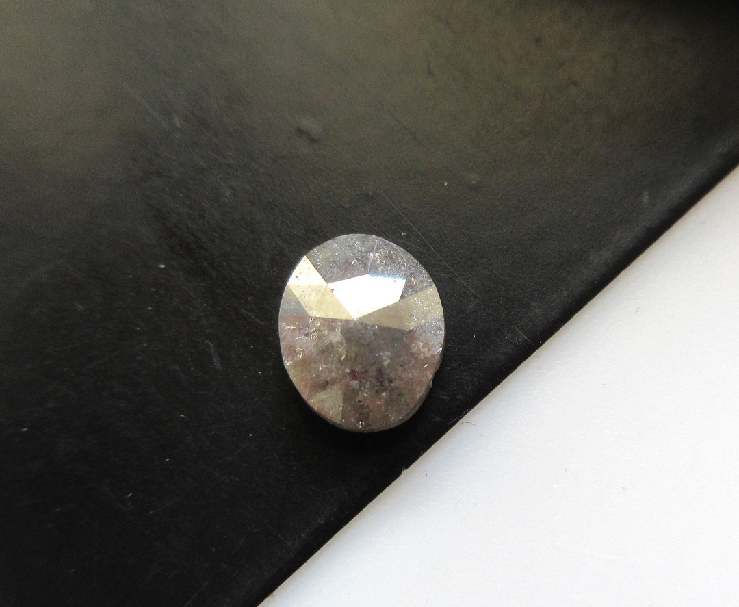 1 Piece 8.3mm/1.43ctw Natural Grey Oval Shaped Rose Cut Diamond Loose ...