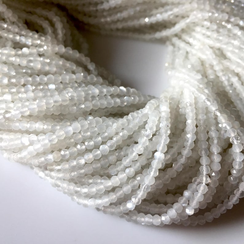 3mm Faceted White Moonstone Gemstones Round Rondelles Beads | Etsy