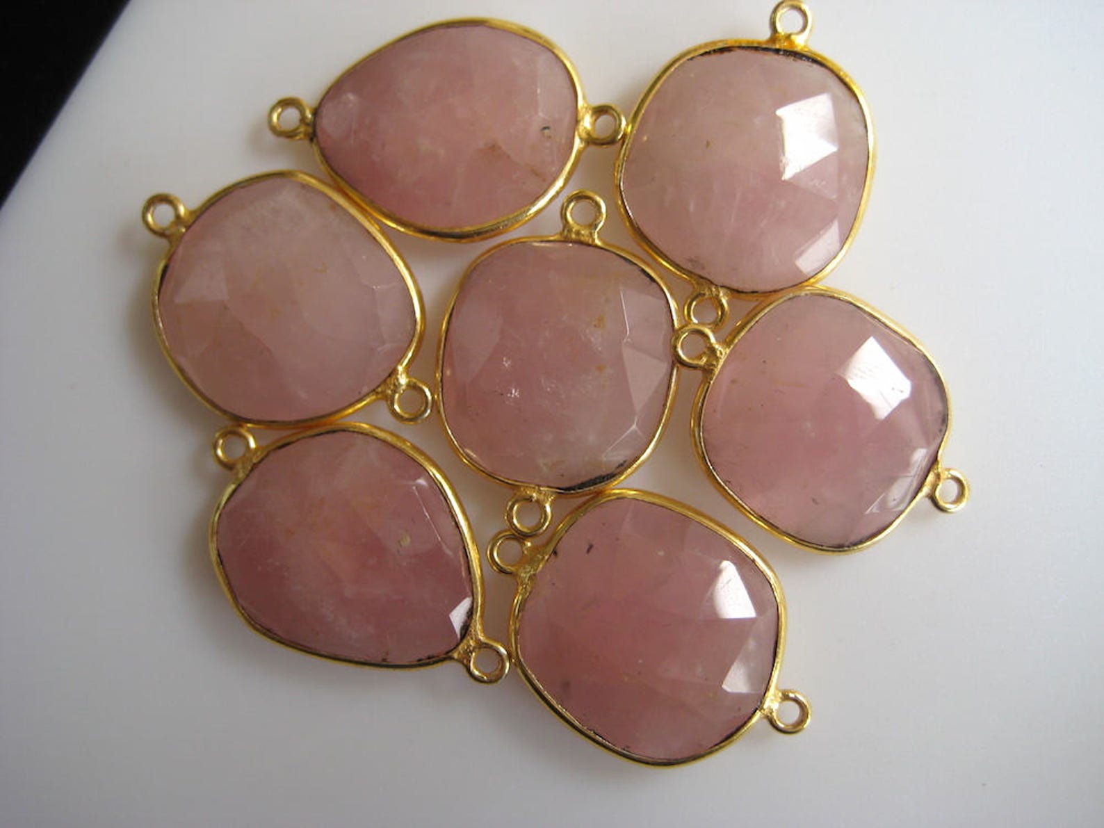 10 Pieces Rose Quartz Rose Cut Cabochon Jewelry Bezel | Etsy