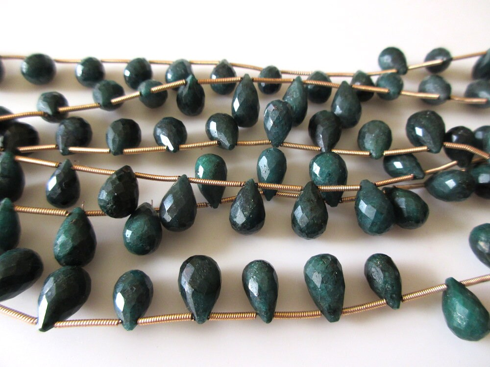 Green Corundum/emerald Tear Drop Briolette Beads Emerald | Etsy