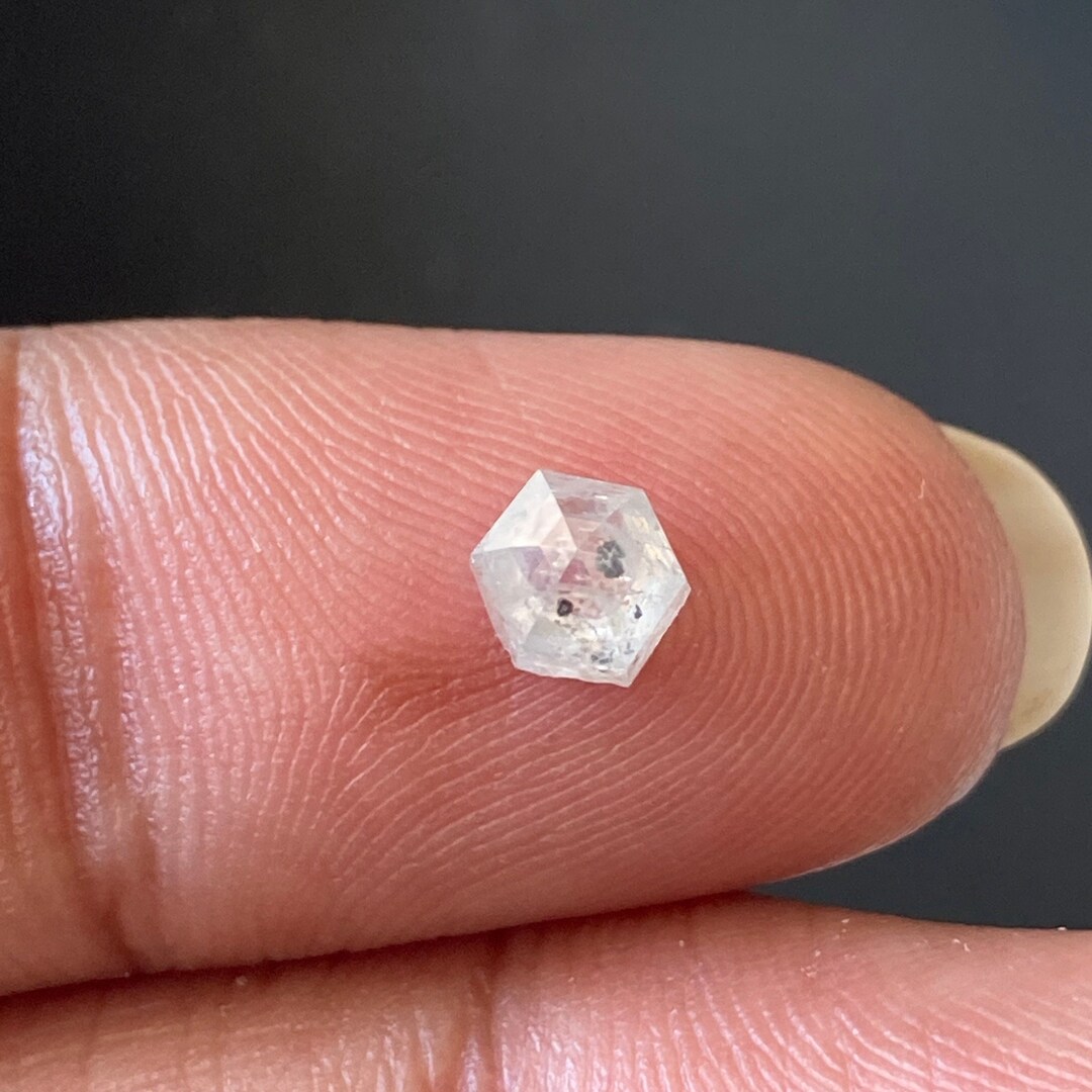 0.51ctw/4.7mm Fancy Hexagon Shield Shape Clear White Rose Cut Faceted ...