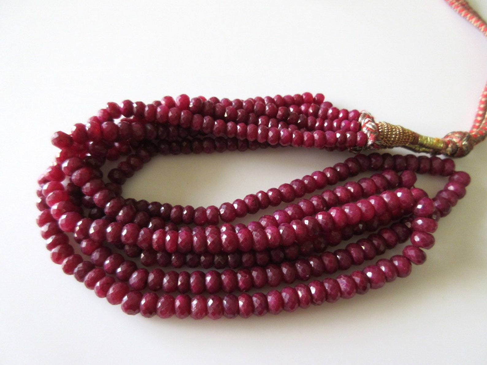 Natural Ruby Faceted Rondelle Beads 3 Strand Ruby Bead | Etsy