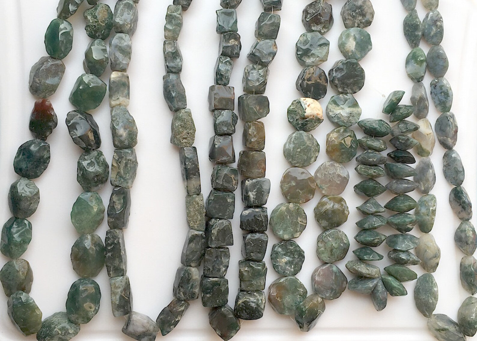 Rough Moss Agate Coin Beads Natural Hammered Rough Agate - Etsy