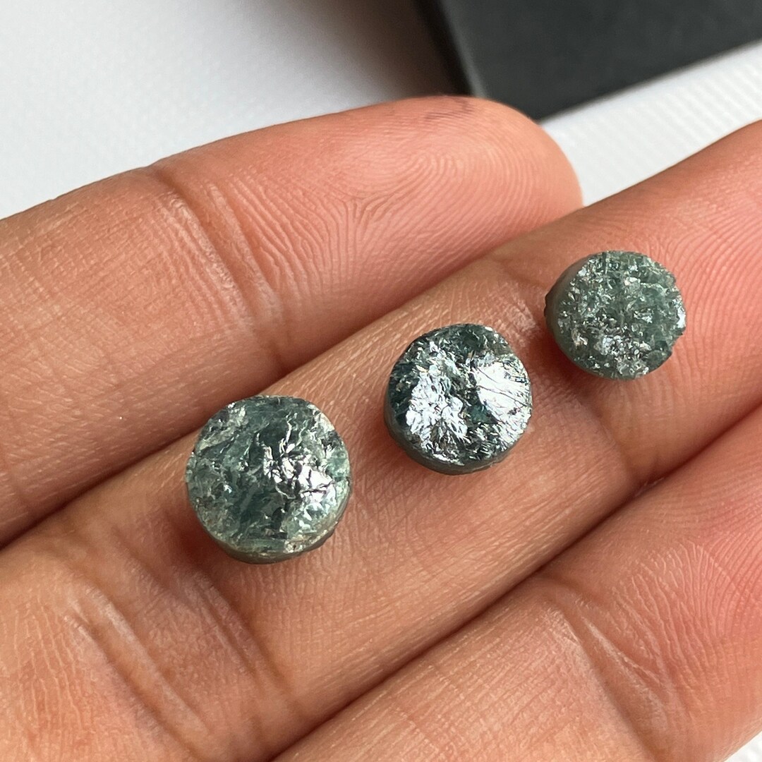 1 Piece Button Shaped Blue Raw Diamond Loose, Raw Diamond Button Loose ...