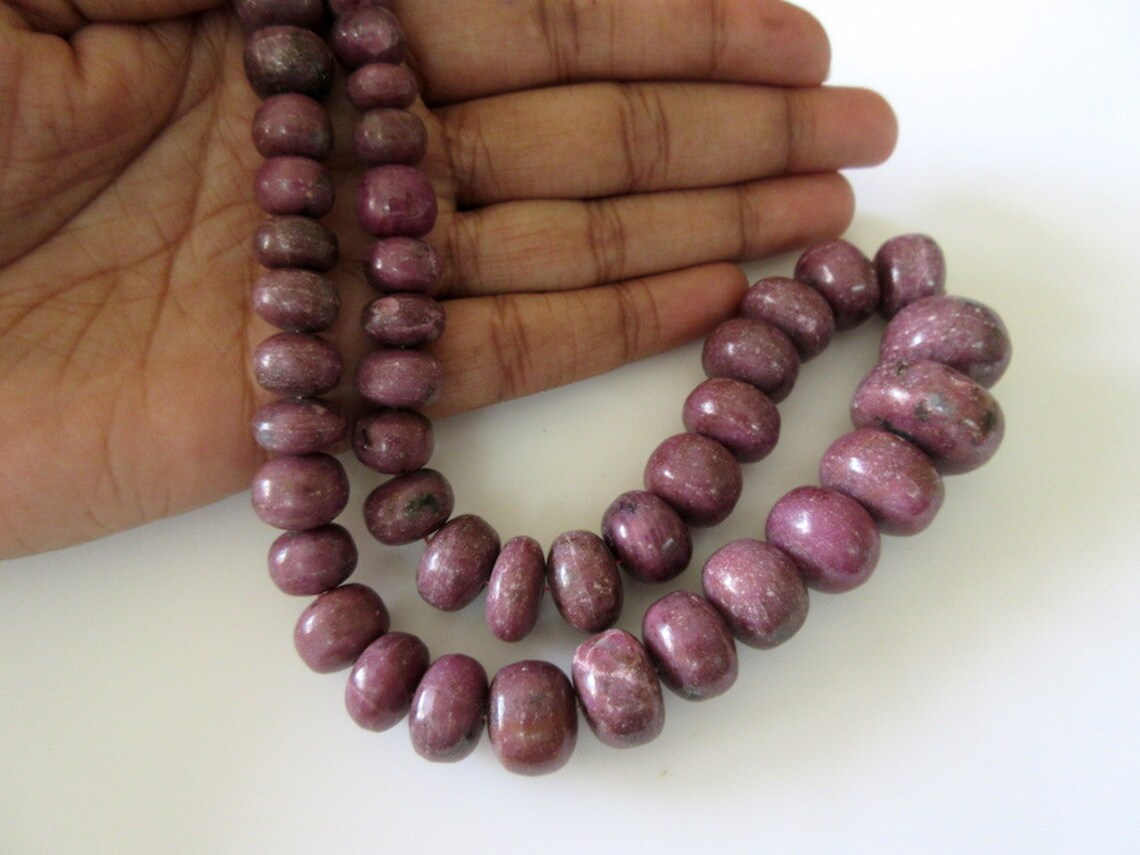 Natural Ruby Smooth Rondelle Beads Ruby Bead Necklace - Etsy
