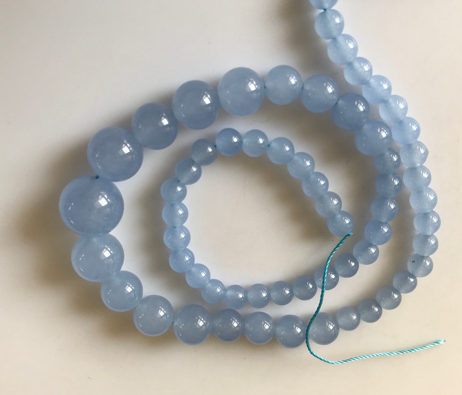 6mm to 13mm Aqua Blue Jade Round Beads Aqua Blue Chalcedony Jade Smooth ...