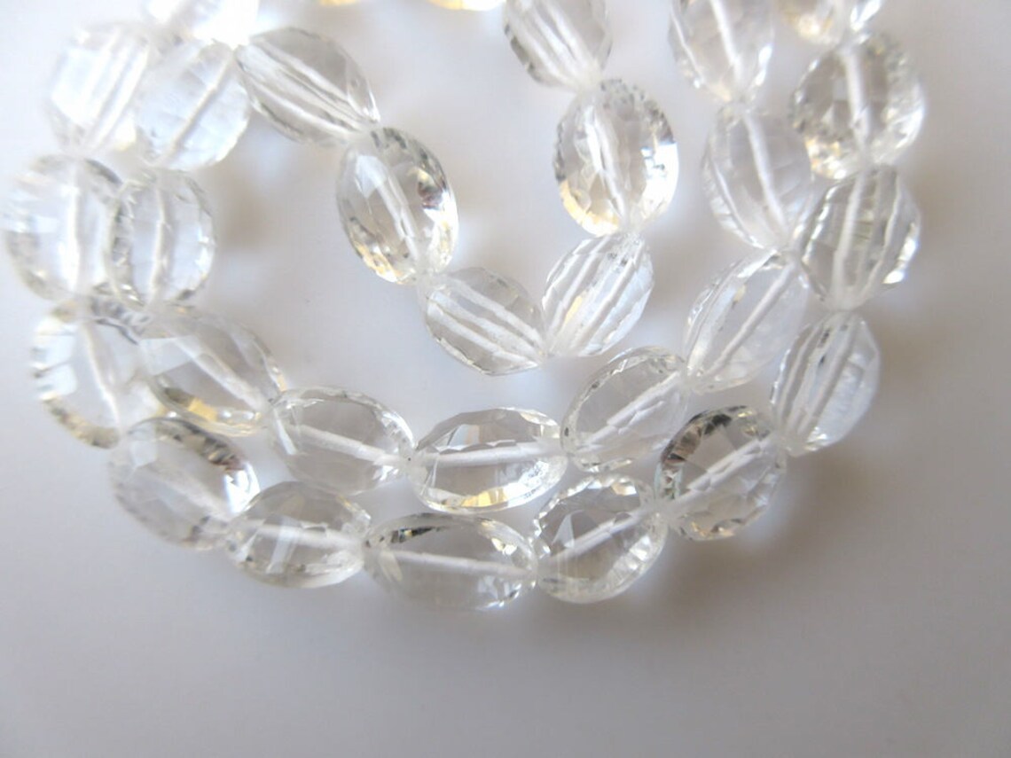 Quartz Crystal Faceted Concave Cut Oval Beads, Faceted Concave Cut Oval ...