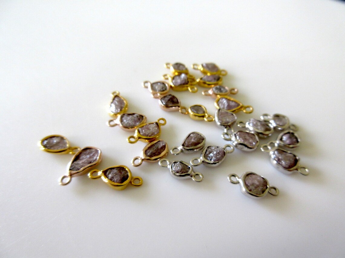 10 Pieces Natural Raw Rough Pink Diamond Single Loop - Etsy