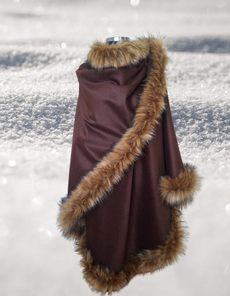 Baby Alpaca Long Cape With Luxury Fur Trim: Winter Shawl Wrap, Plus ...