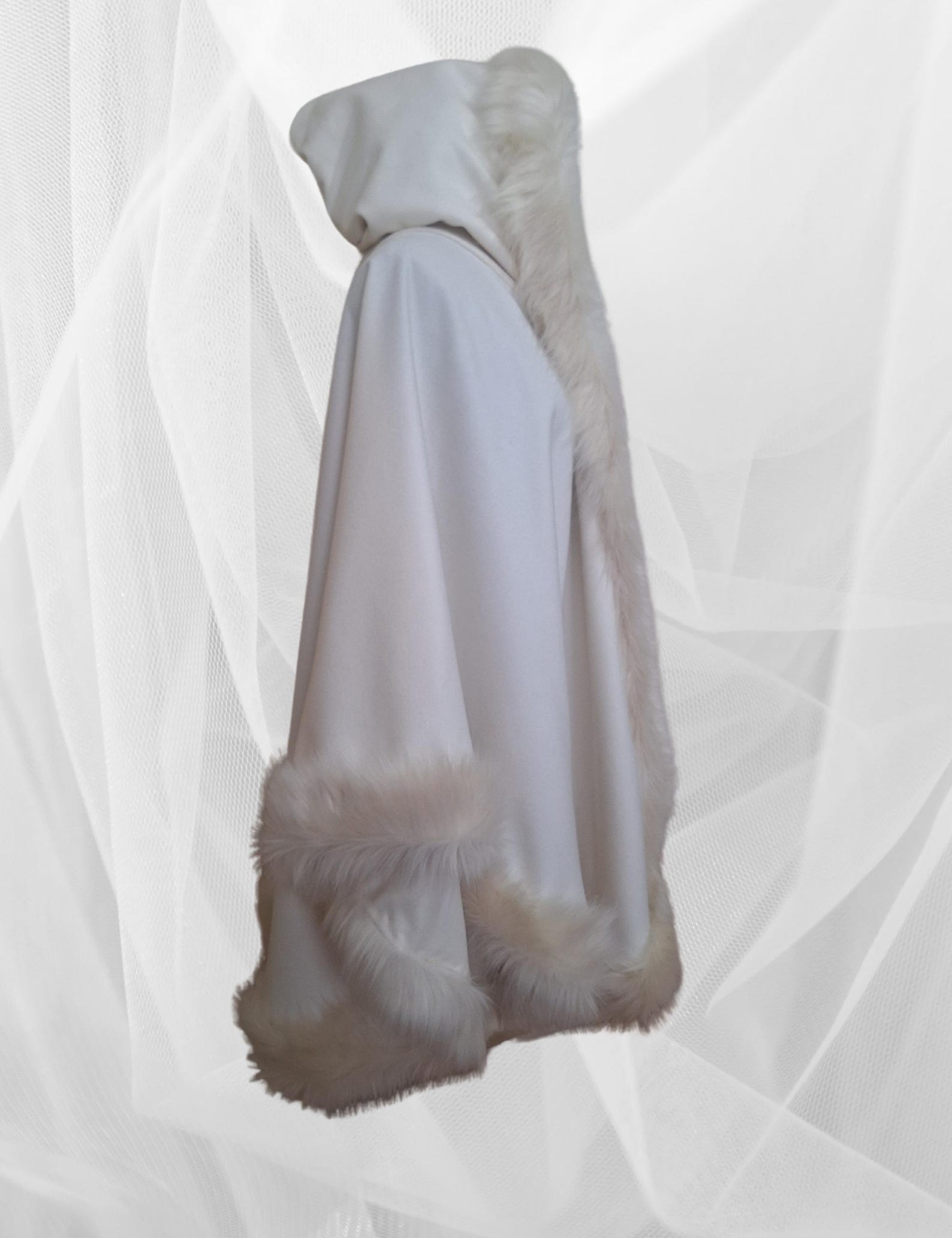 Luxurious Handmade Alpaca Wool Cape With Fur Trim - Ivory Hooded Shawl ...