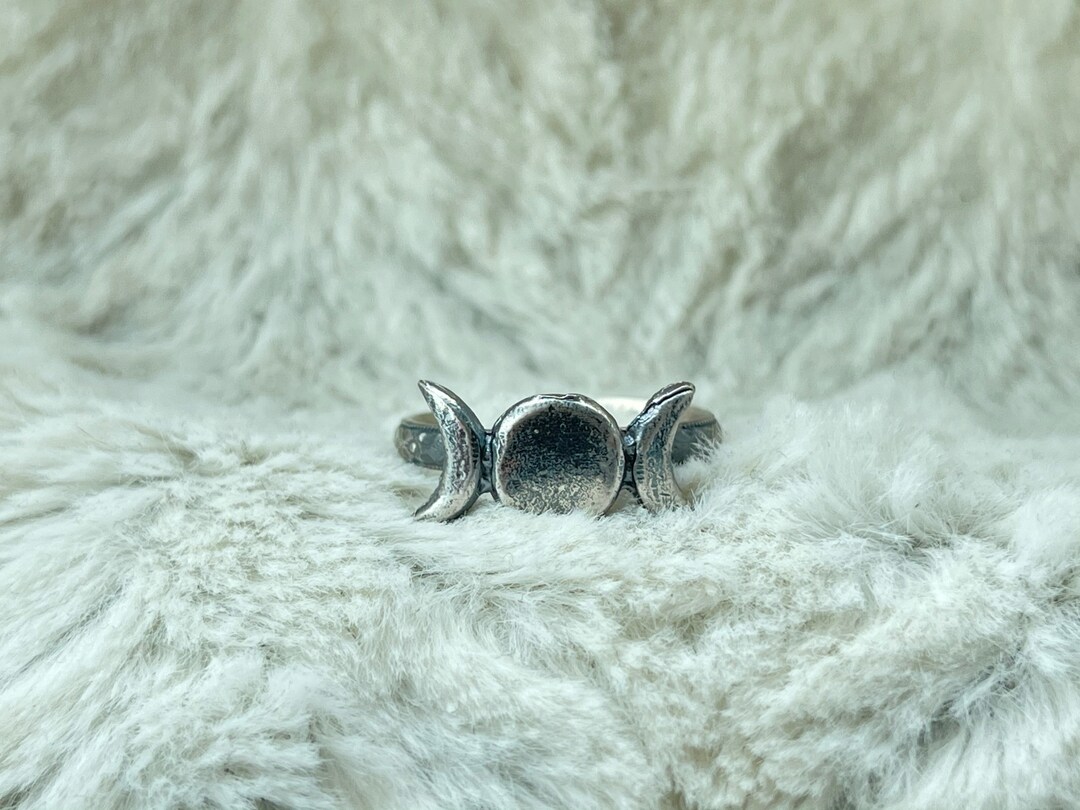 Sterling Silver Triple Moon/goddess Ring - Etsy