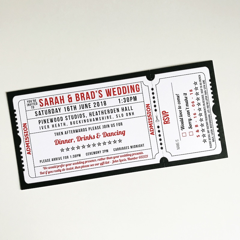 Ticket Style Invite - Etsy