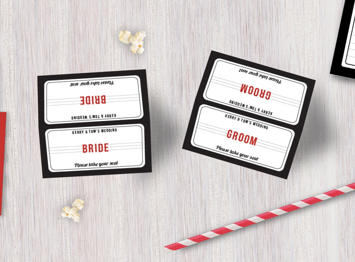 50 Personalised Movie / Cinema / Film Themed Table Place Cards - Etsy UK