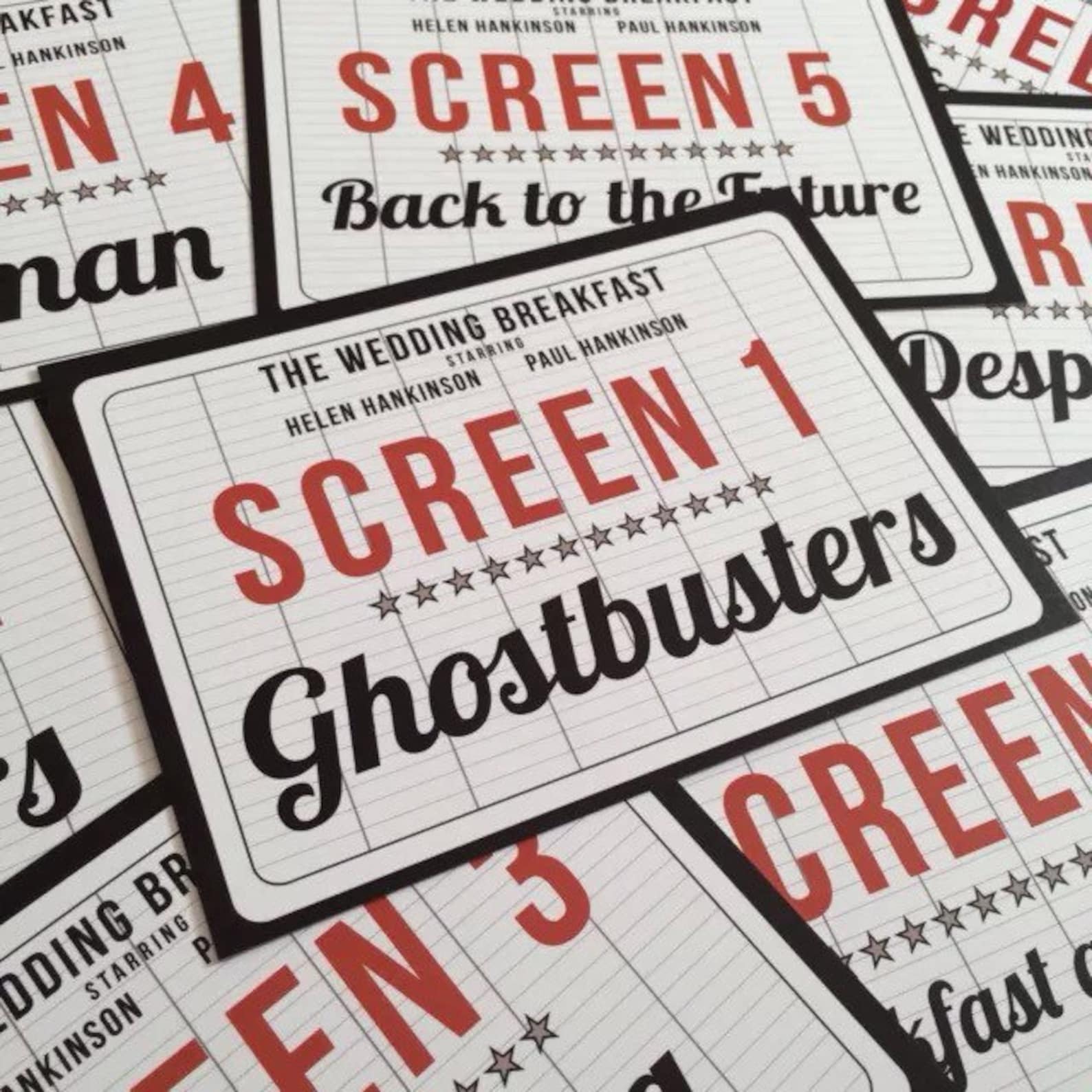 10 Personalised Cinema / Movie / Film Themed Wedding Table Name Signs ...
