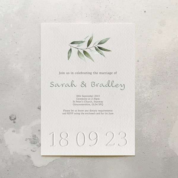Blind Embossed Wedding Invitations - Etsy
