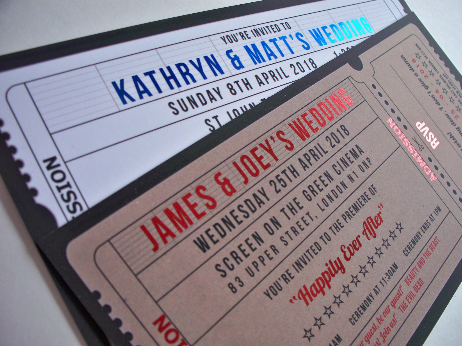 100 Cinema Wedding Invitations / Movie Ticket Wedding Invitations ...