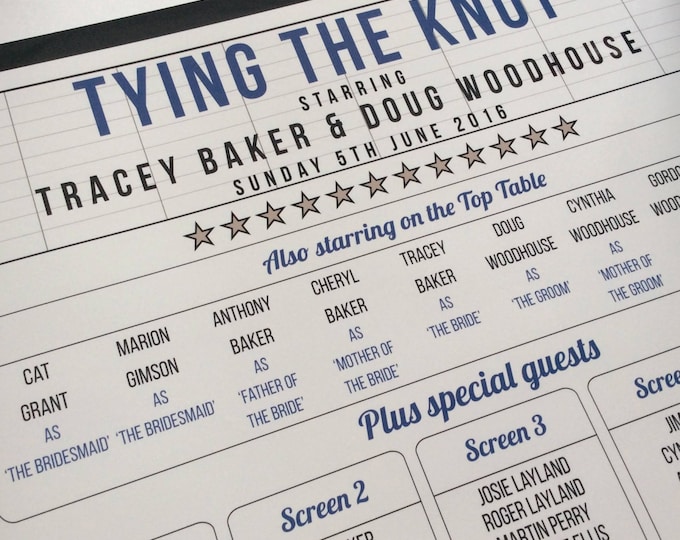 Movie Theme Seating Chart, Retro Table Plan, Film Wedding, Movie Theme ...