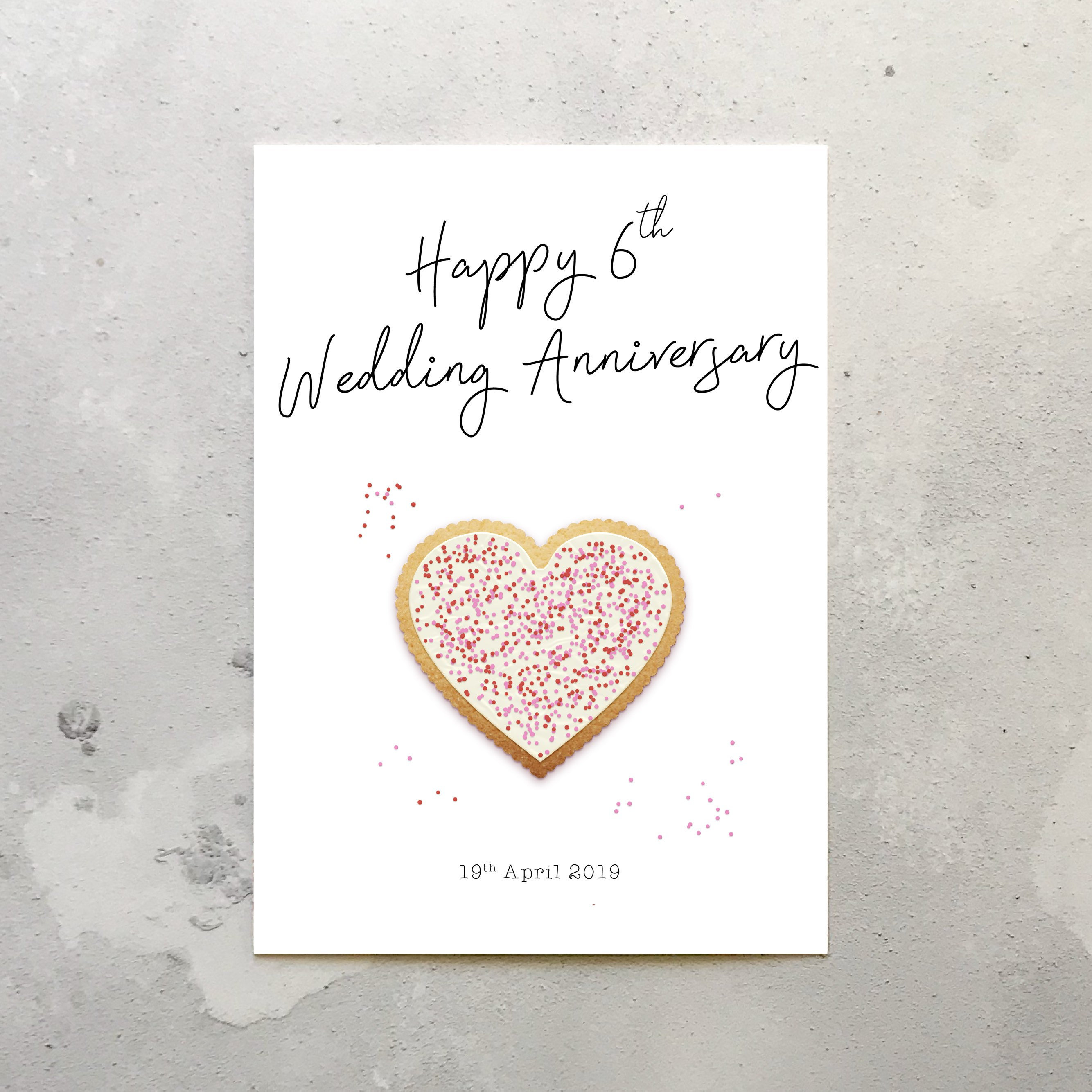 6th Wedding Anniversary Card. 6th Wedding Anniversary Biscuit Heart Card. Envelope Included. Sixth Anniversary Sugar Anniversary Etsy