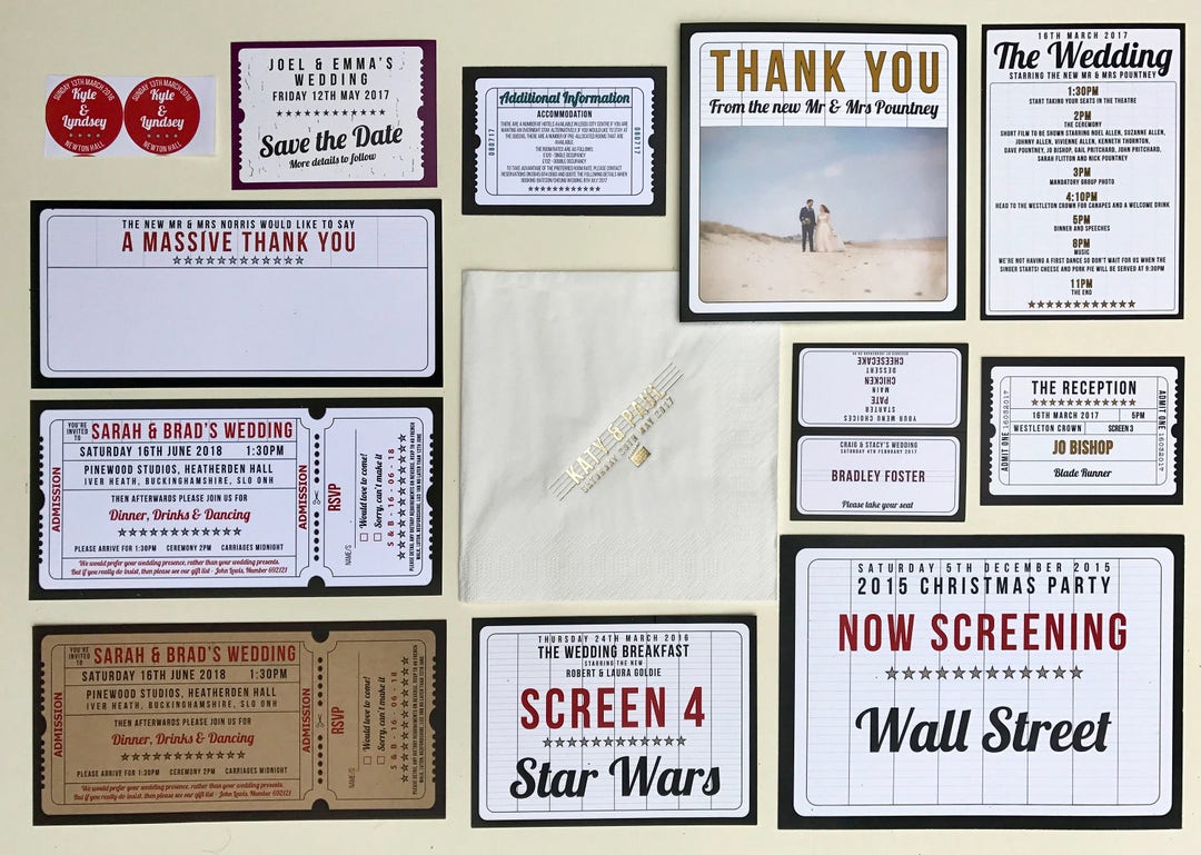 Cinema / Movie / Film / Theatre / Hollywood Themed Wedding Stationery ...