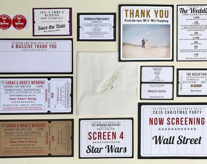 Cinema / Movie / Film / Theatre / Hollywood Themed Wedding Stationery ...