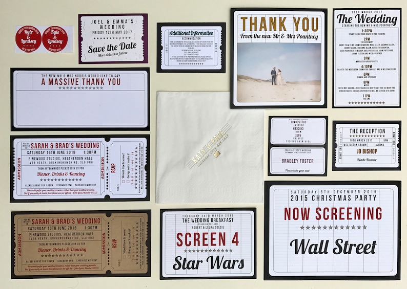 Cinema / Movie / Film / Theatre / Hollywood Themed Wedding Stationery ...
