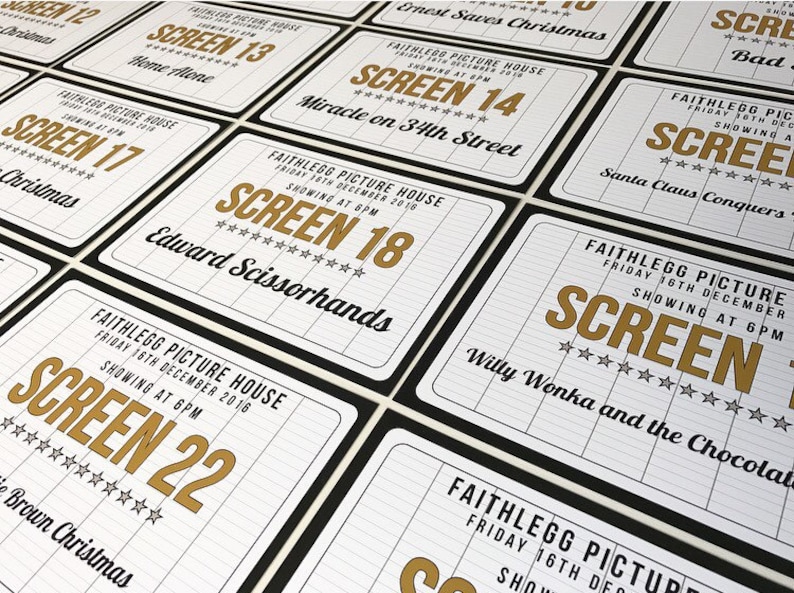 10 Personalised Cinema / Movie / Film Themed Wedding Table Name Signs ...