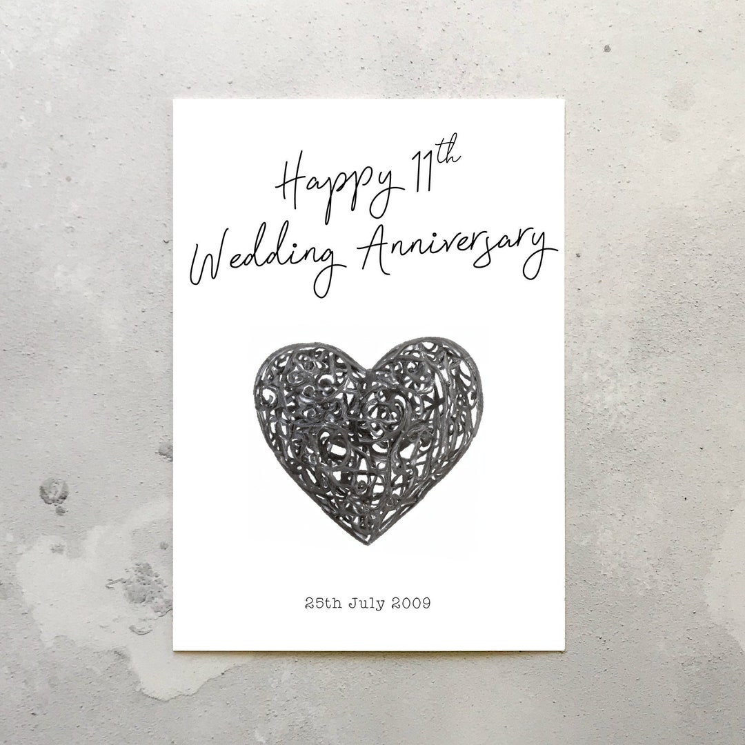 11th Wedding Anniversary Card. 11th Wedding Anniversary Steel Heart ...