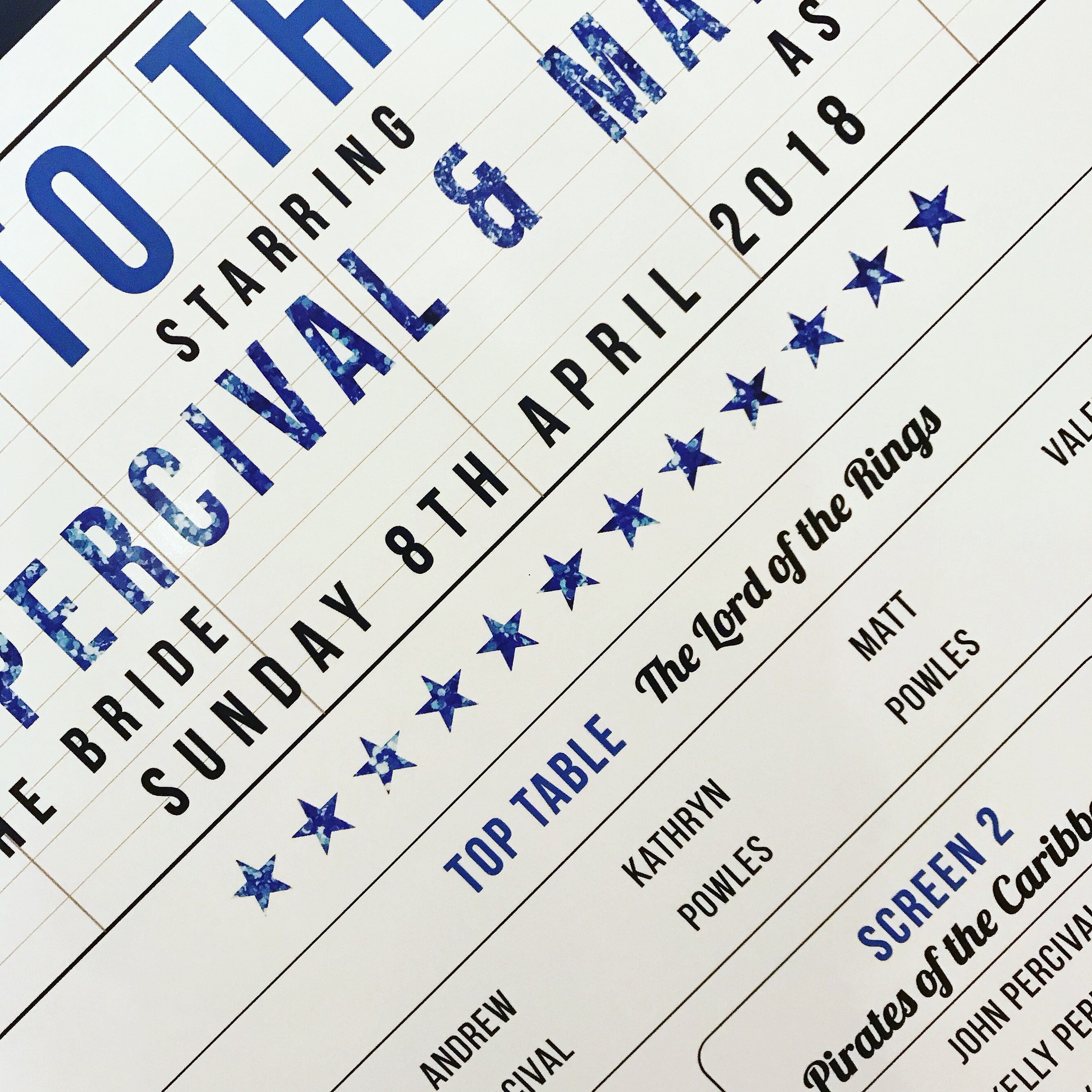 Cinema Wedding Table Plan / Film/ Movie / Theatre / Hollywood | Etsy UK