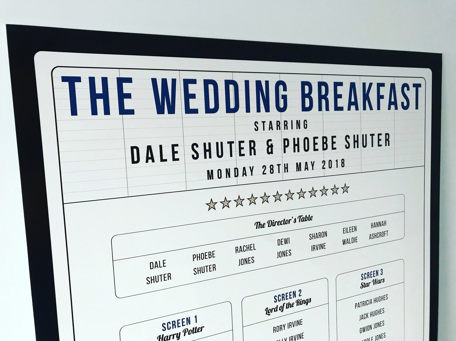 Cinema Wedding Table Plan / Film/ Movie / Theatre / Hollywood | Etsy