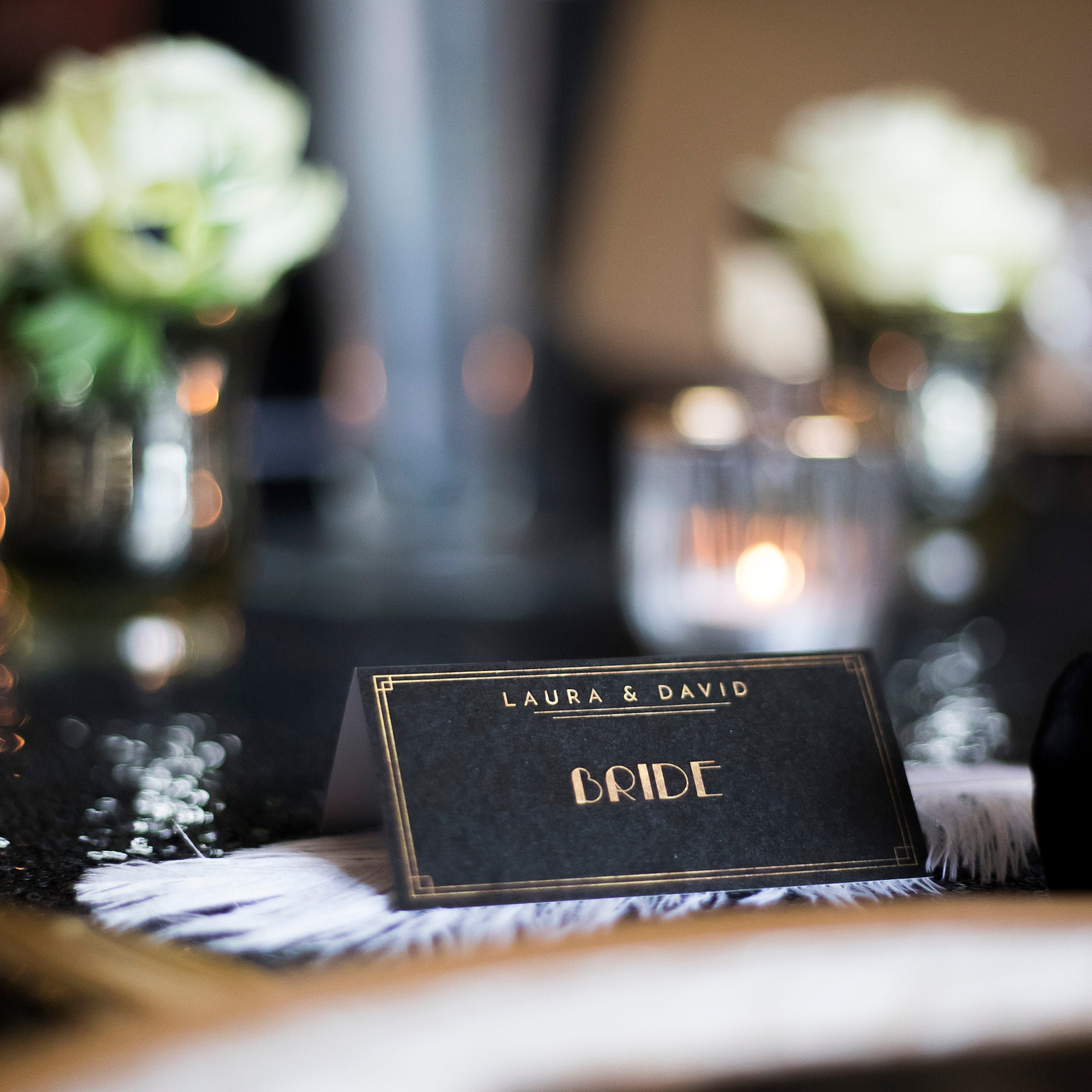 50 Personalised Great Gatsby Themed Table Place Cards, 1920s Art Deco ...