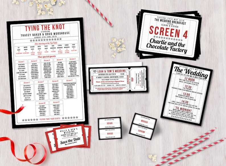 50 Flat Movie / Cinema / Film Themed Table Place Cards - Etsy UK