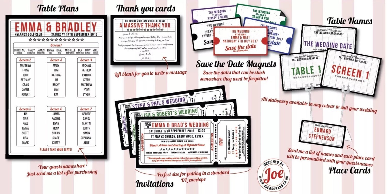 50 Cinema Save the Date magnets / cards / Movie themed Wedding | Etsy