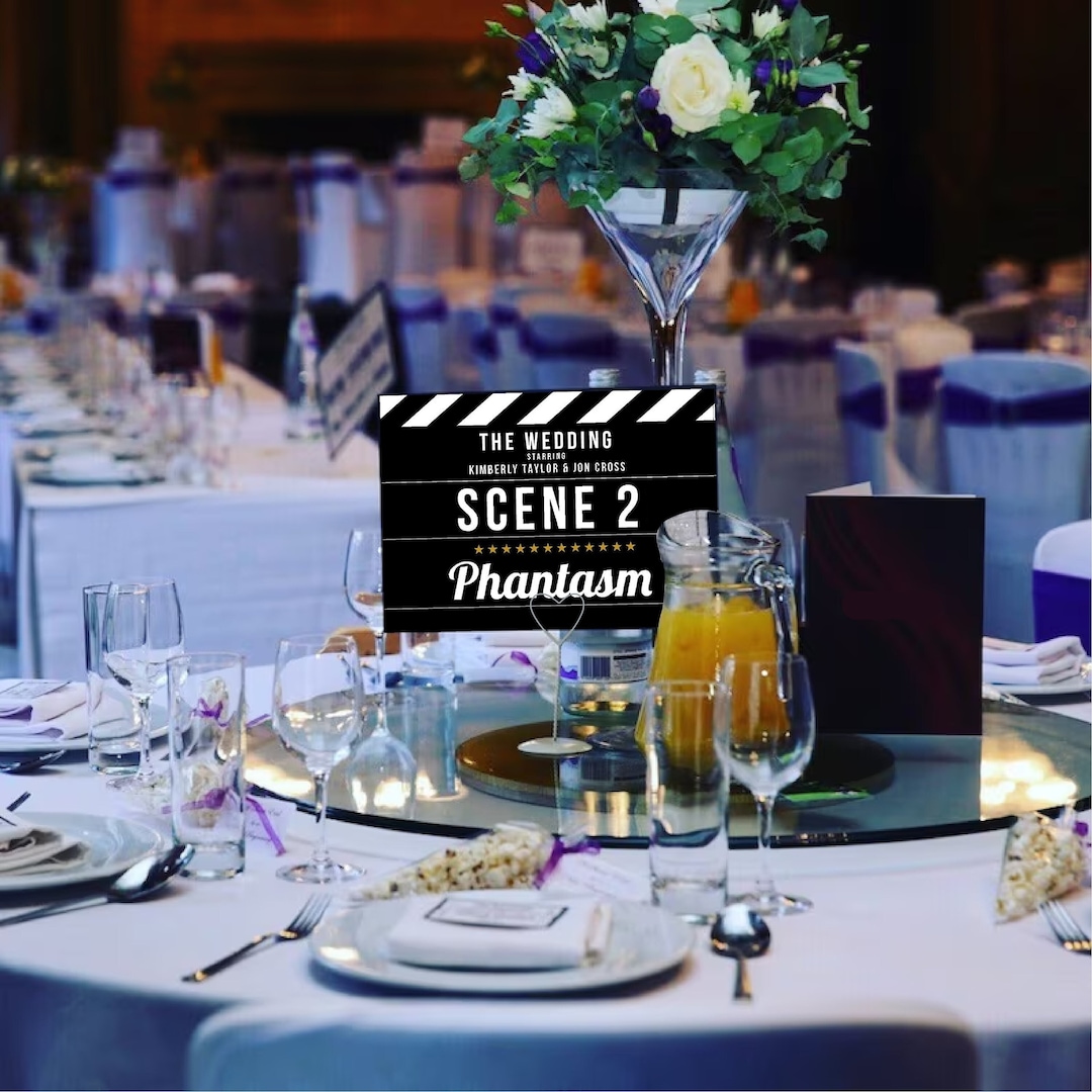 10 Personalised Cinema / Movie / Film Clapper Board Themed Wedding ...