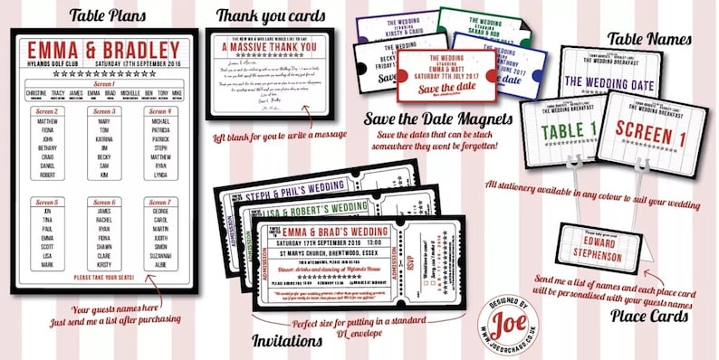 50 Flat Movie / Cinema / Film Themed Table Place Cards - Etsy UK