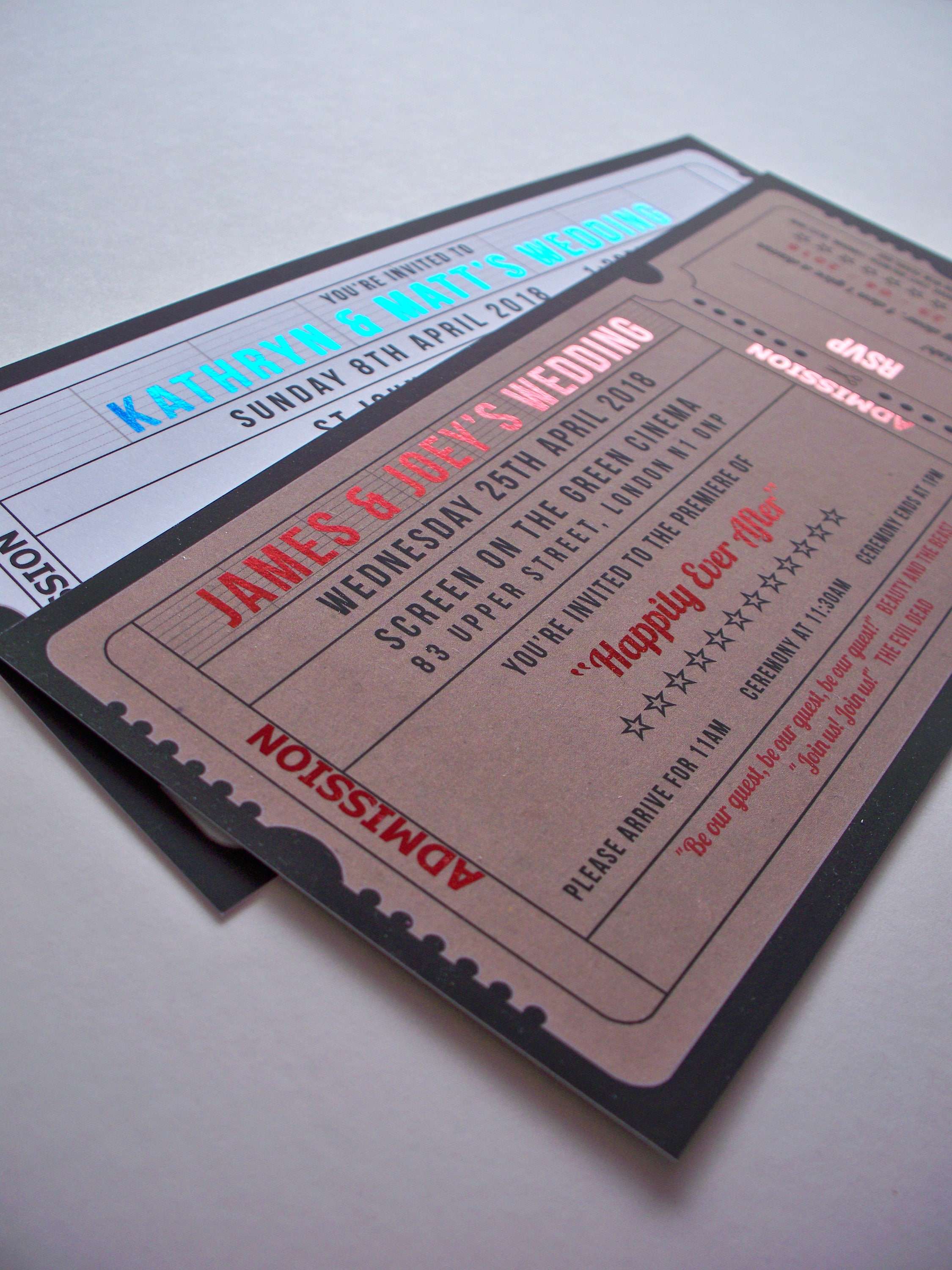 100 Cinema Wedding Invitations / Movie Ticket Wedding Invitations ...