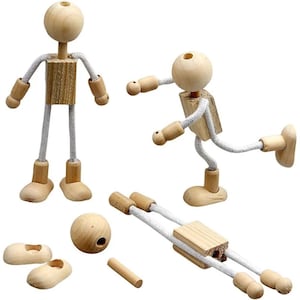 4 X Mixed Wooden Flexible Figures Decoration Crafts 12 Cm - Etsy