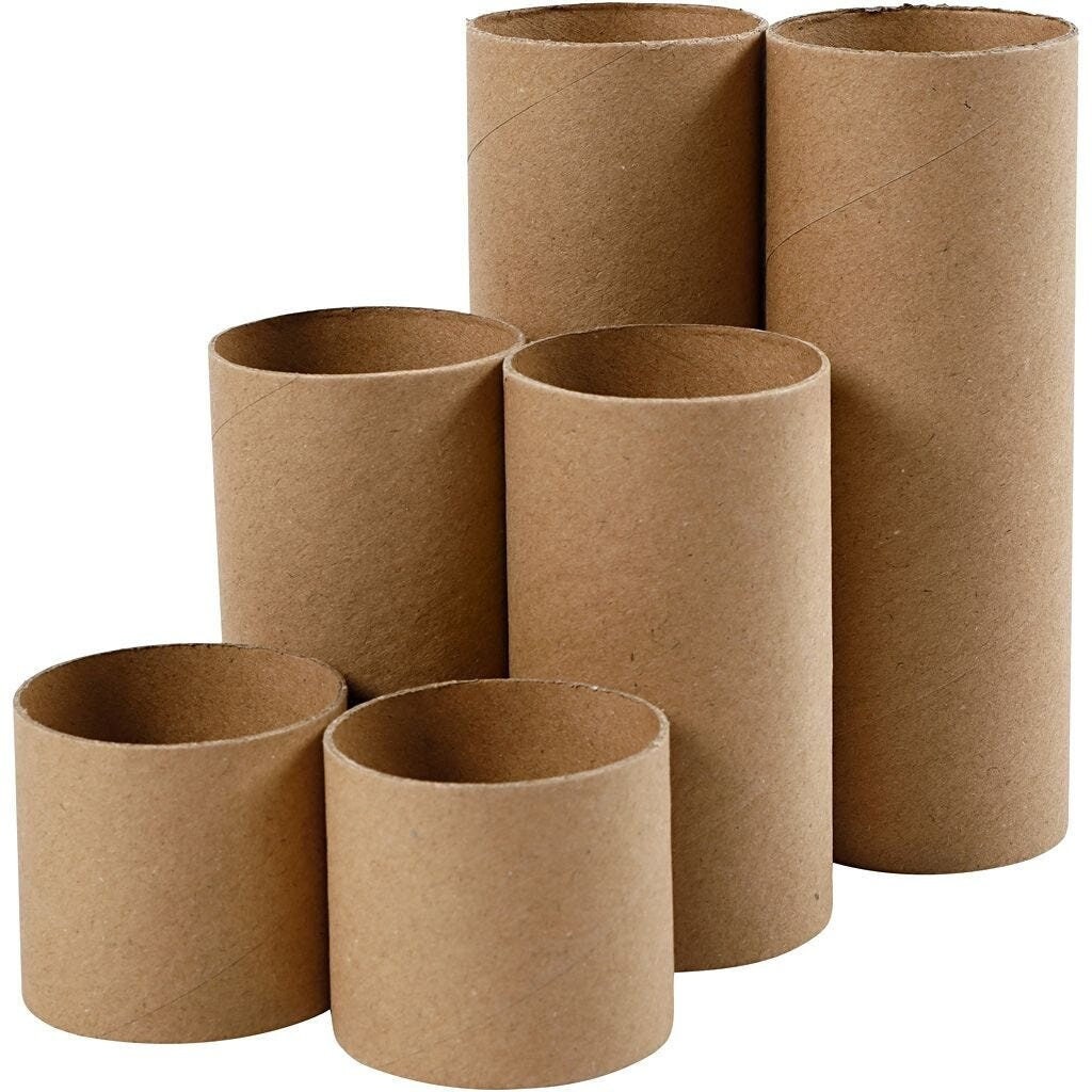 Cardboard Tubes Craft Rolls Recycled Card Decorate 4.7 9.3 14cm Six Pack