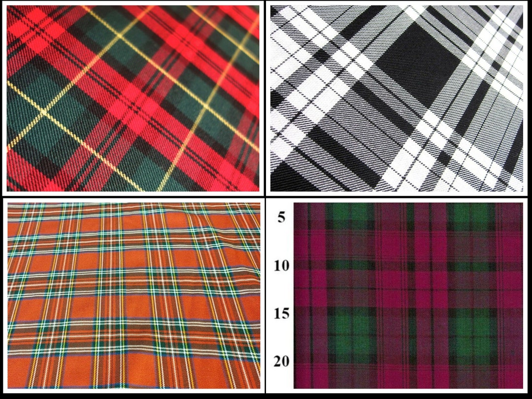 Tartan Checked Fabric Material by the Metre 58" WIDE 24 HOUR Dispatch ...