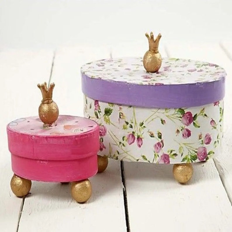 4 Round White Paper Mache Cardboard Boxes Gift Storage - Etsy UK
