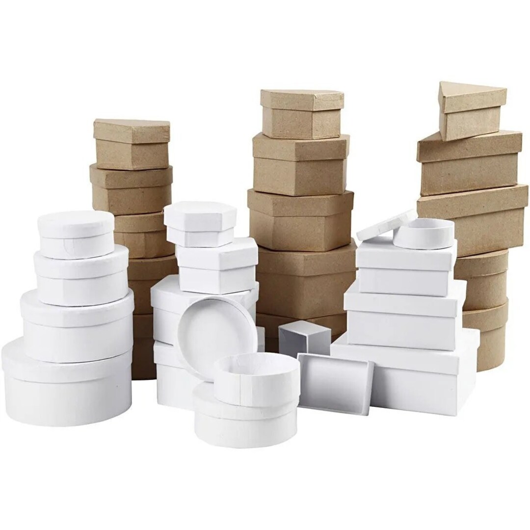 30 Assorted Boxes Paper Mache Cardboard Gift Storage Decorate ...