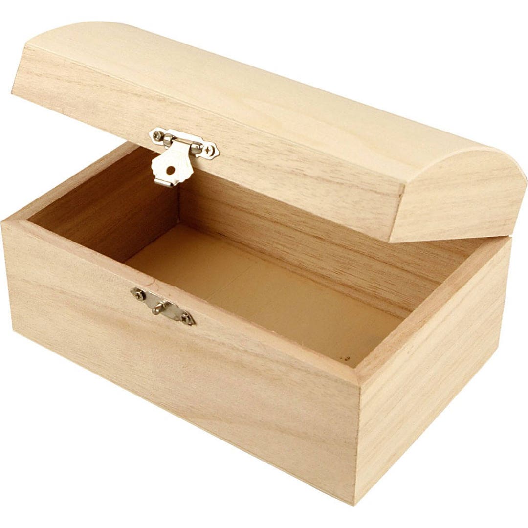 Small Wooden Treasure Chest Jewellery Trinket Box to Paint & Decorate ...