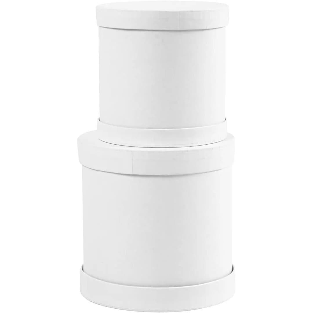 2 Round Drum Boxes Paper Mache Cardboard | Gift Storage Decorate ...