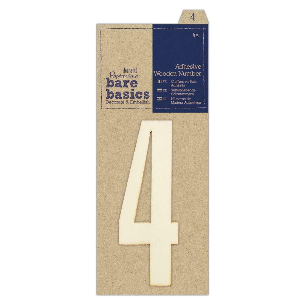 Papermania Bare Basics Adhesive Wooden Numbers (0 - 9) Decoration ...