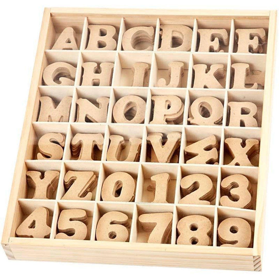 Small Wooden Characters A-Z 0-9 Box MDF High Quality Laser Cut 2.5mm ...