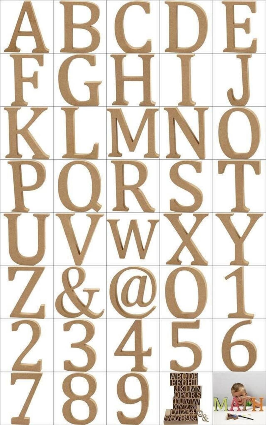 8cm 3D Wooden Alphabet Letters MDF Free Standing Hanging Decorate ...