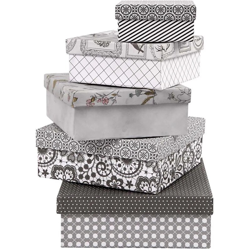 7 Square Boxes Paper Mache Cardboard Gift Storage Decorate - Etsy