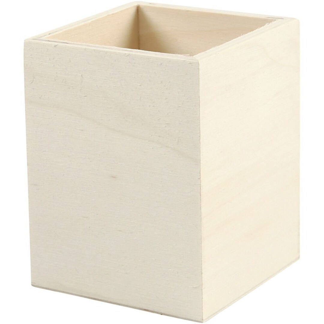 Plywood Wooden Box Square Pencil Pen Holder Stationery Decoration ...