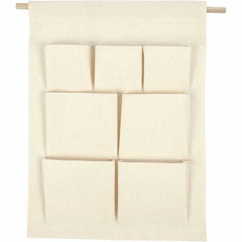 Advent Calendar Hanging Canvas Organiser Natural Pockets Christmas ...