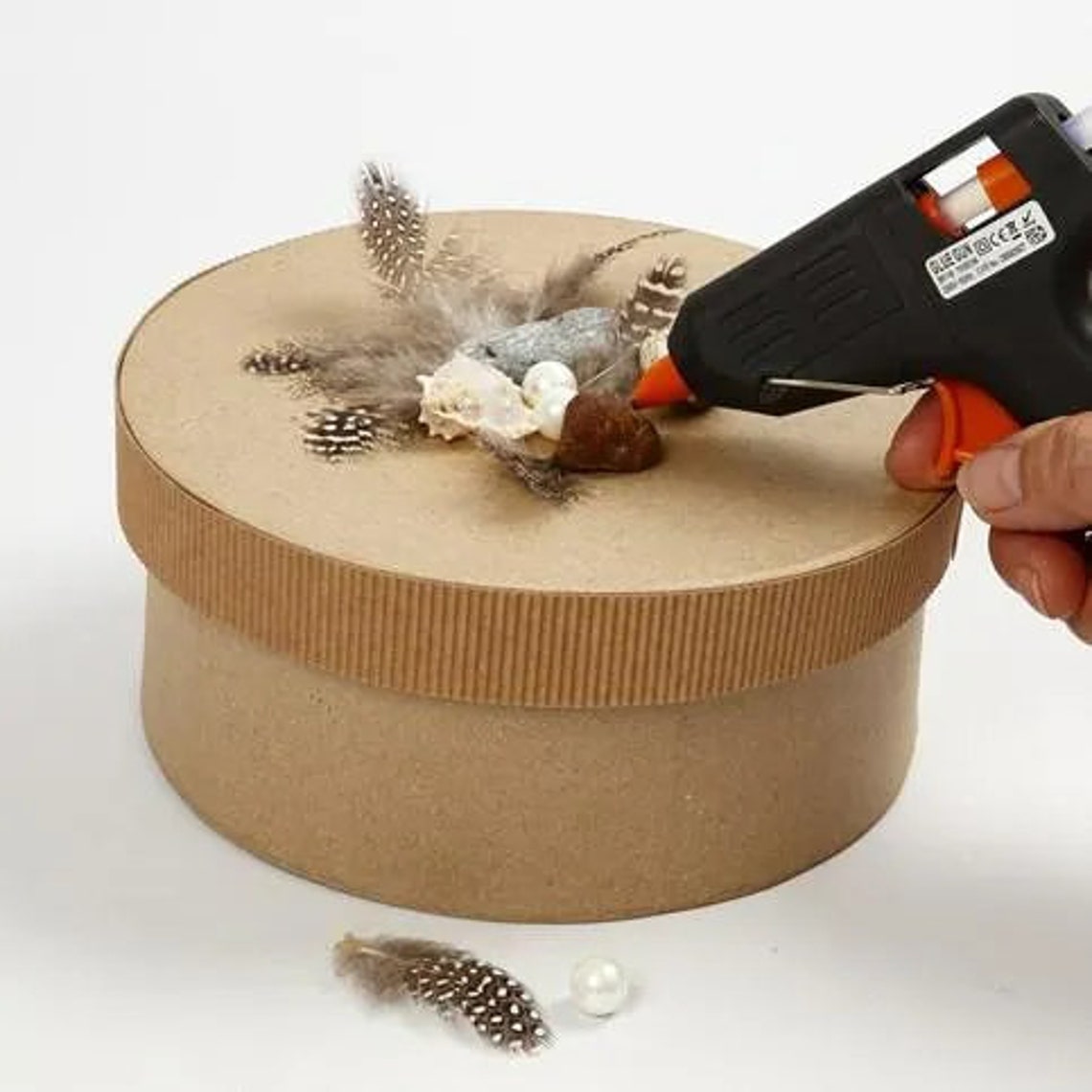 5 Round Hat Boxes Natural Paper Mache Card Boxes | Gift Storage ...